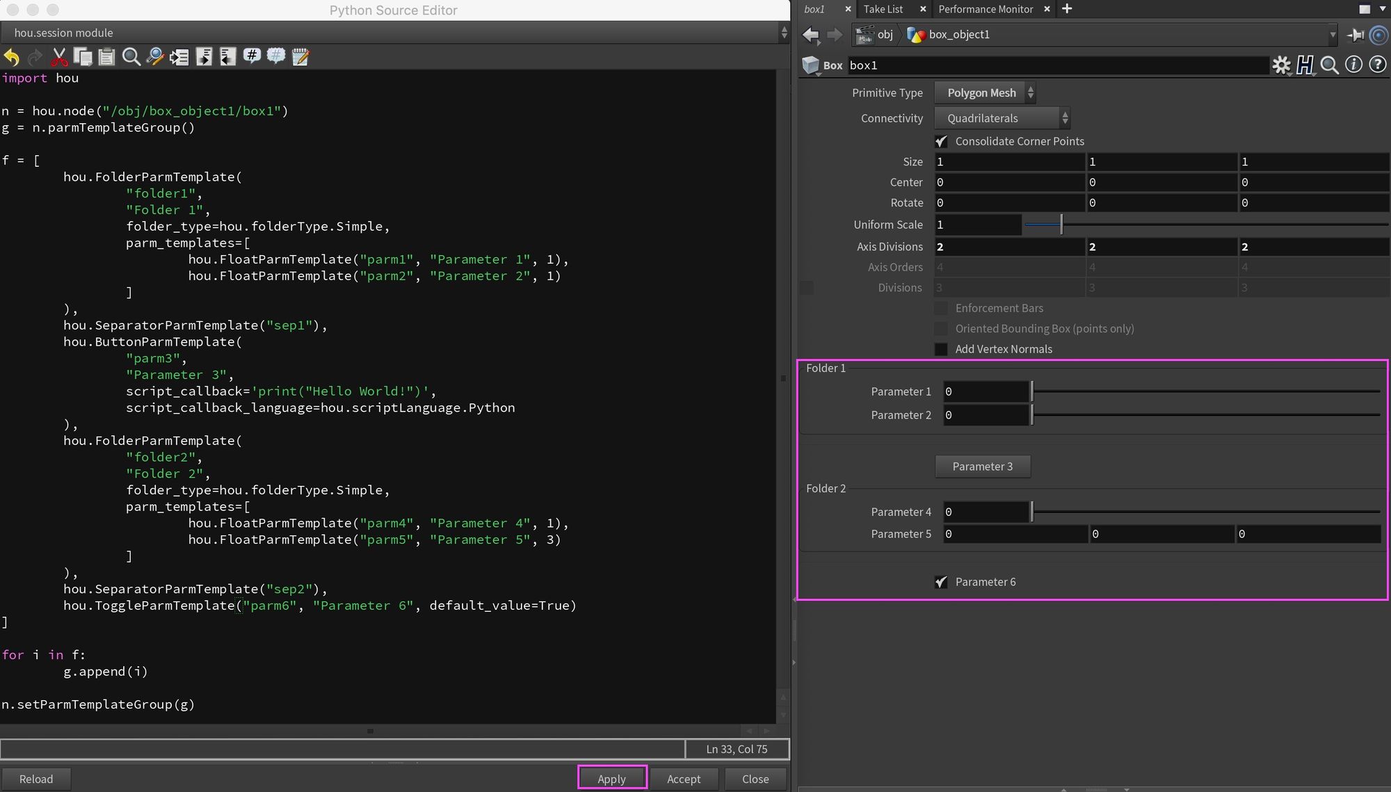 Create Parameters In Houdini With Python